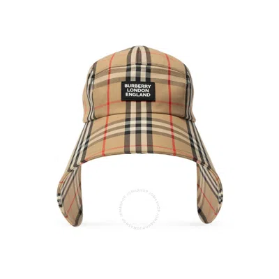 Burberry Archive Beige Vintage Check Logo Applique Bonnet Cap | ModeSens