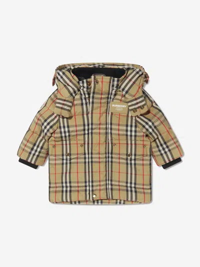 Burberry Baby Boys Check Down Aubin Coat 6 Months Beige By Childsplay ...