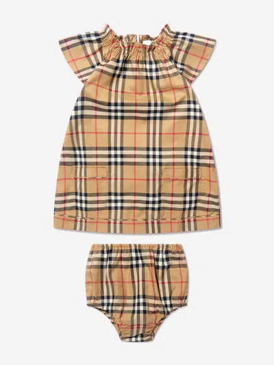 Burberry Baby Girls Check Shea Dress With Knickers In Beige | ModeSens