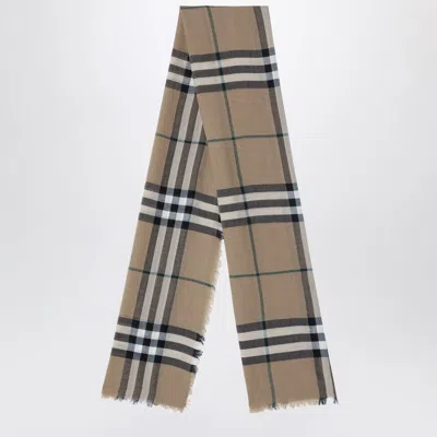 Burberry Beige Check Pattern Scarf | ModeSens