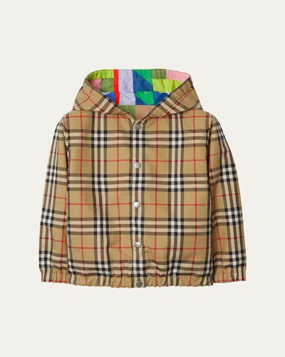 Burberry Kids' Boy's Mackenzie Reversible Check Jacket In Archive Beige ...