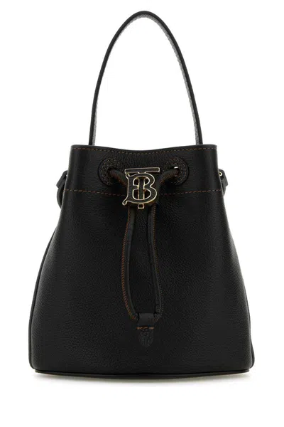 Burberry Black Leather Bucket Bag | ModeSens