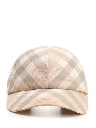 Burberry Check Baseball Hat In Beige | ModeSens
