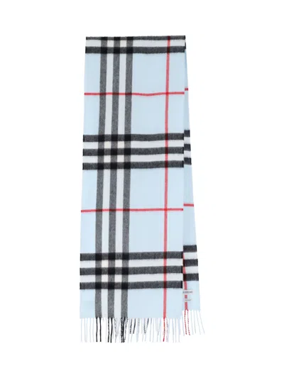 Burberry Check Cashmere Scarf In Light Blue | ModeSens