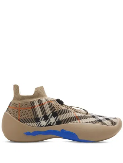 Burberry Check Knit Neptune Sneakers Shoes In Multicolour | ModeSens