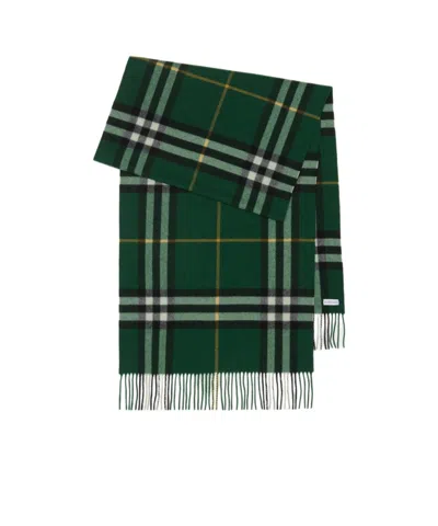Burberry Green Check Cashmere Scarf | ModeSens