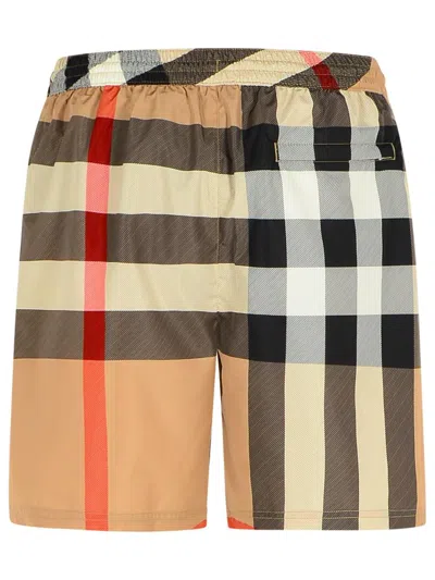 Burberry Check Swim Shorts In Beige | ModeSens