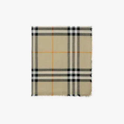 Burberry Check Wool Scarf In Light Sage | ModeSens