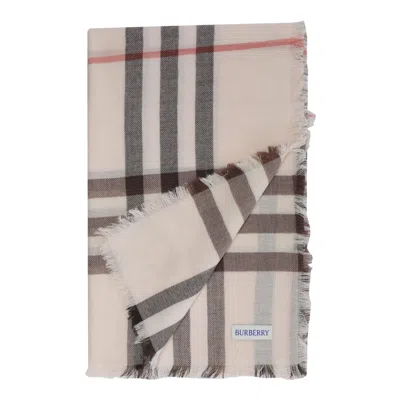 Burberry Check Wool Scarf In Pink | ModeSens