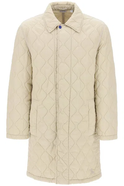 Burberry Quilted Nylon Midi Car Jacket For Men In Neutral Color In Grey ...