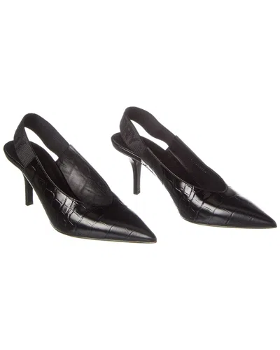 Burberry Croc-embossed Leather Slingback Pump In Black | ModeSens