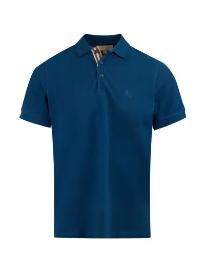 Burberry Deep Teal Blue Cotton Collared Polo Shirt | ModeSens