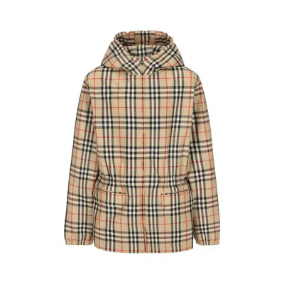 Burberry Girls Archive Beige Vintage Check Hooded Jacket | ModeSens