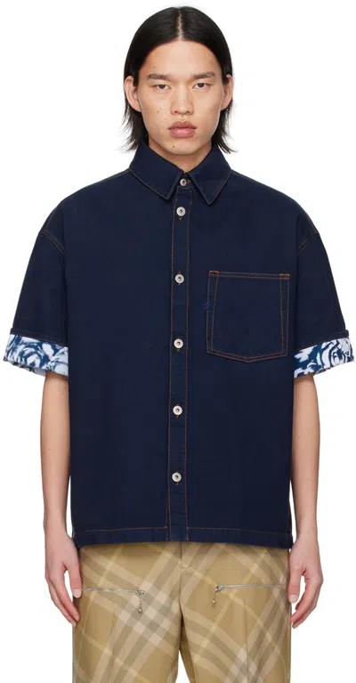 Burberry Indigo Heavyweight Denim Shirt In Indigo Blue | ModeSens