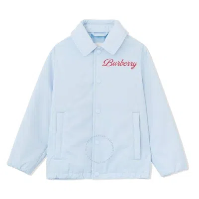 Burberry Kids Logo Script Print Jacket In Blue | ModeSens