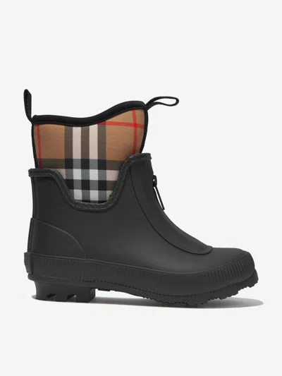 Burberry Kids Check Wellington Boots In Black | ModeSens