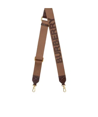 Burberry Logo Appliqué Bag Strap In Brown | ModeSens