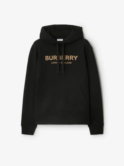 Burberry Logo Cotton Hoodie In Black | ModeSens