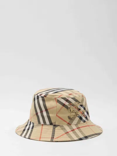 Burberry Men Check Bucket Hat In Cream | ModeSens