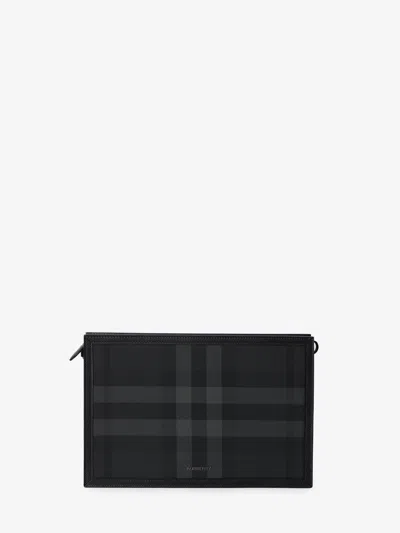 Burberry Men Check Pouch In Black | ModeSens