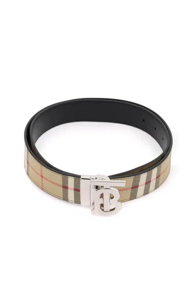 Burberry Men's Check Reversibile Belt In Beige | ModeSens