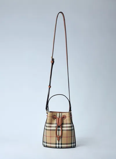 Burberry Mini Check Bucket Bag In Brown | ModeSens