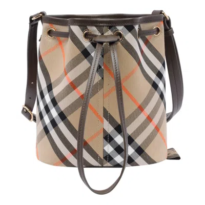 Burberry Mini Check Bucket Bag In Beige | ModeSens