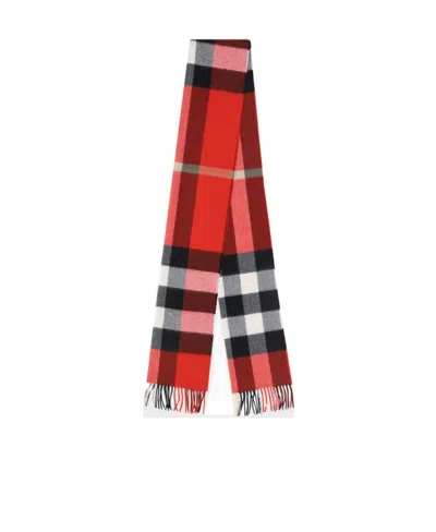 Burberry Plaid Check-pattern Cashmere Scarf In Red | ModeSens