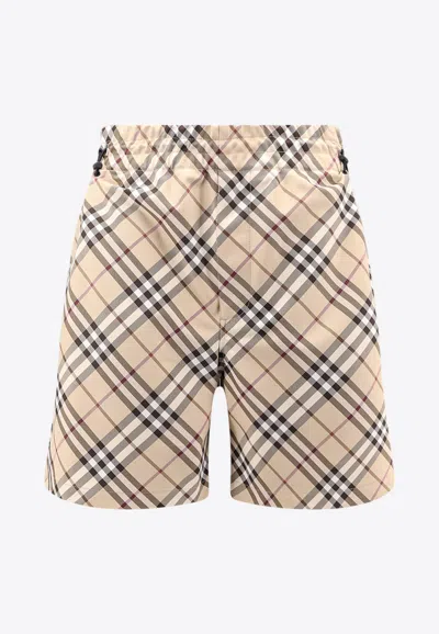 Burberry Signature Check Bermuda Shorts In Beige | ModeSens