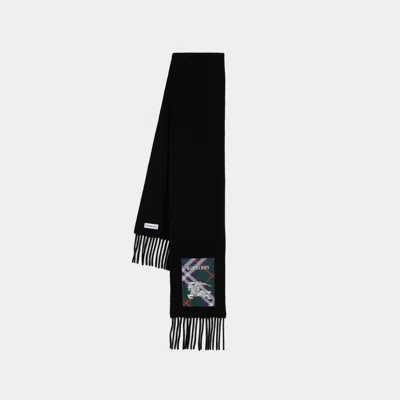Burberry Solid Label Scarf In Black | ModeSens