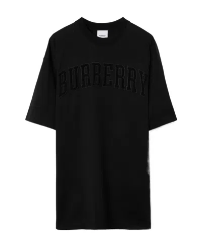 Burberry Tb Logo-lace Cotton T-shirt In Black | ModeSens