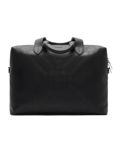 Burberry Top Handle Briefcase In Black | ModeSens