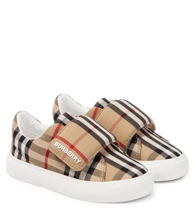 Burberry Kids' Vintage Check Canvas Sneakers In Beige | ModeSens