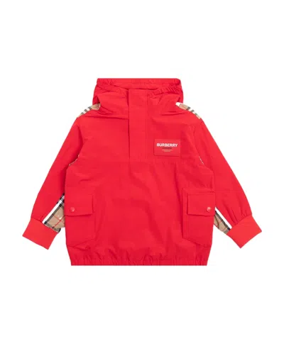 Burberry Vintage Check-panel Hooded Jacket In Red | ModeSens