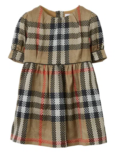 Burberry Babies' Vintage Check Pattern Silk Dress In Neutrals | ModeSens