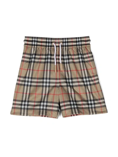 Burberry Kids' Vintage Check-print Perforated Shorts In Brown | ModeSens