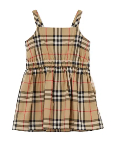 Burberry Vintage Check Stretch Cotton Dress In Nude | ModeSens