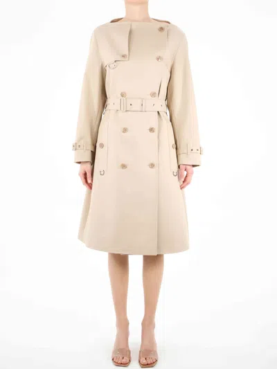 Burberry Women Beige Raincoat In Cream | ModeSens