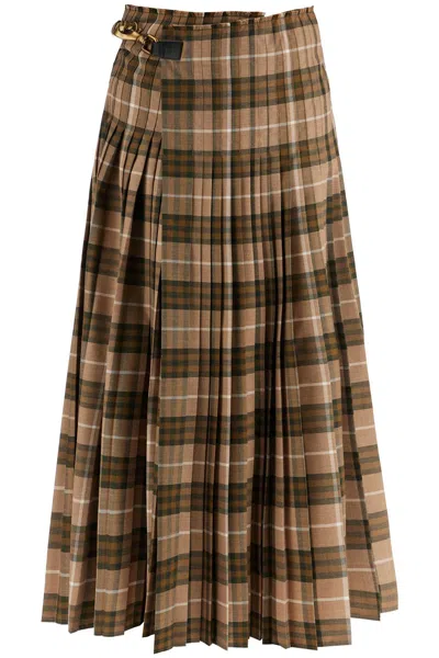 Burberry Women's Ered Wool Blend Maxi Kilt Skirt In Brown | ModeSens