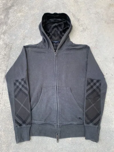 Pre-owned Burberry X Vintage Burberry Zip Up Hoodie In Faded Black | ModeSens