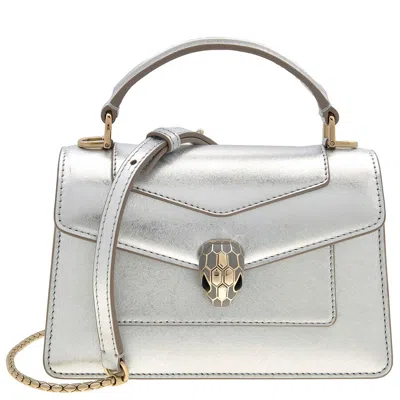 Bvlgari Mini Serpenti Forever Top Handle Bag In Silver In Metallic ...