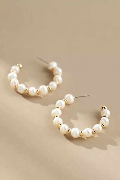 By Anthropologie Pearl Hoop Earrings In White | ModeSens
