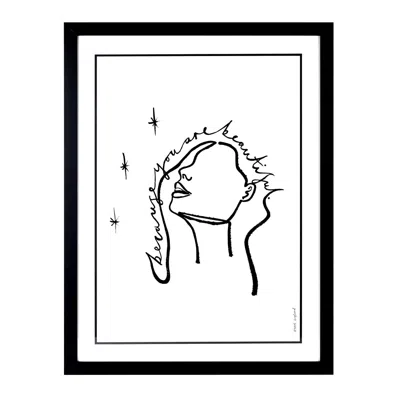 Byam England Black Because You Are Beautiful - Line Art Print A3 | ModeSens