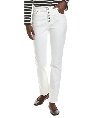 Cabi Button Fly White Straight Jean | ModeSens