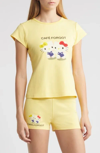 Cafe Forgot X Sanrio Hello Kitty® Graphic T-shirt In Yellow | ModeSens