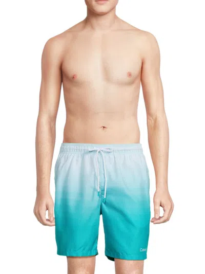 Calvin Klein Swim Men's Regular Fit Gradient Swim Trunks In Atlantis ...