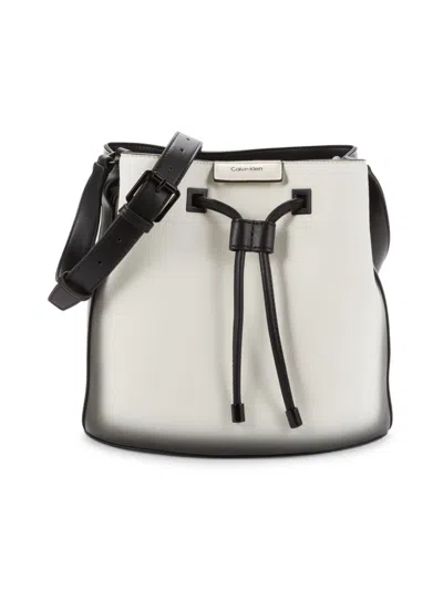 Calvin Klein Women's Ash Metallic Contrast Strap Bucket Bag In White ...