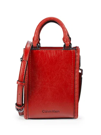 Calvin Klein Women's Moon Crossbody Bag In Ruby Red | ModeSens