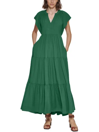Calvin Klein Womens Textured Tiered Maxi Dress In Multi | ModeSens