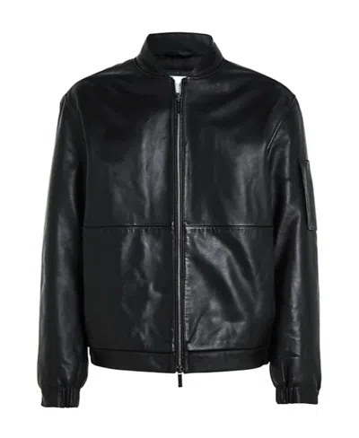 Calvin Klein Zipper Leather Jacket In Black | ModeSens